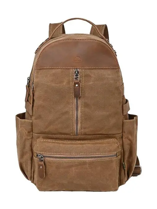 TSD BRAND Mountain Leaf Camo Print Utility Backpack - Camel