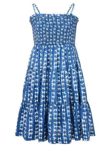 CHANGE OF SCENERY Lila Smocked Tiered Dress - Denim Tides
