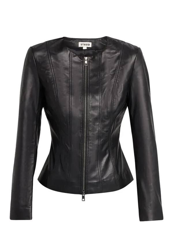Staud Wells Leather Jacket - Black
