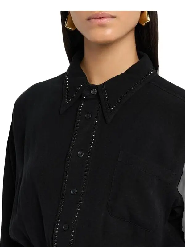 Cout De La Liberte Chelsea Embellished Silk Blouse - Black