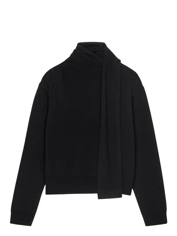 Rails Wool-cashmere Scarf Sweater - Black