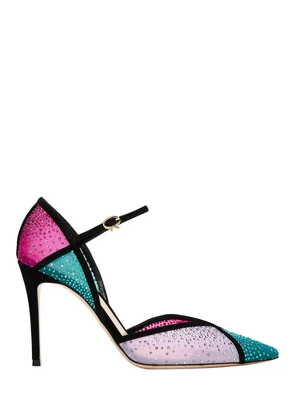 GIANVITO ROSSI 95mm Suede-trimmed Crystal-embellished Pumps - Teallille