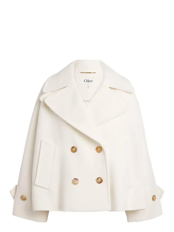 Chloé Wool-blend Double-breasted Pea Coat - White