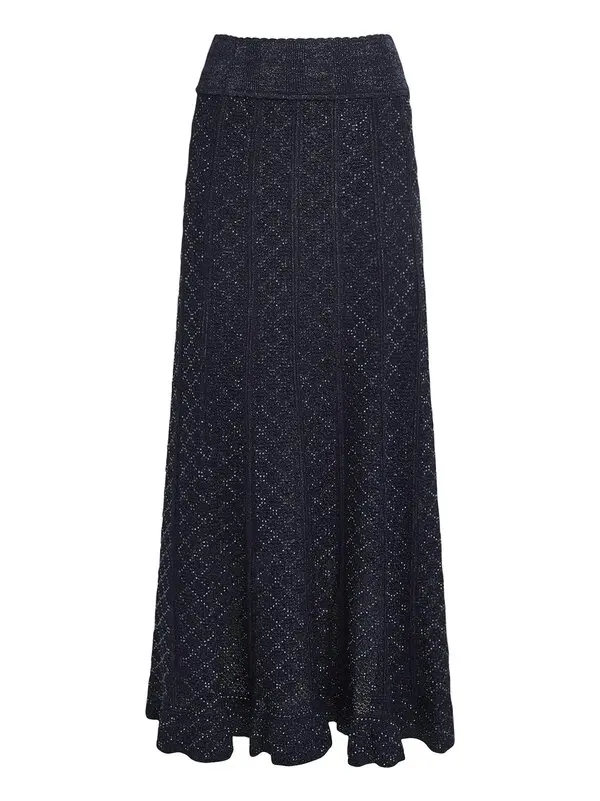 Sandro Knitted Embellished Maxi Skirt - Blue