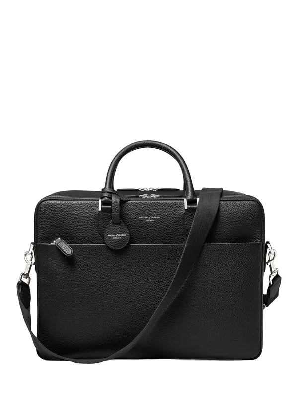 ASPINAL OF LONDON Leather Mount Street Travel Bag - Black
