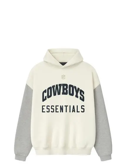 Fear Of God Essentials Cowboys Sport Hoodie - Cream/concrete Heather
