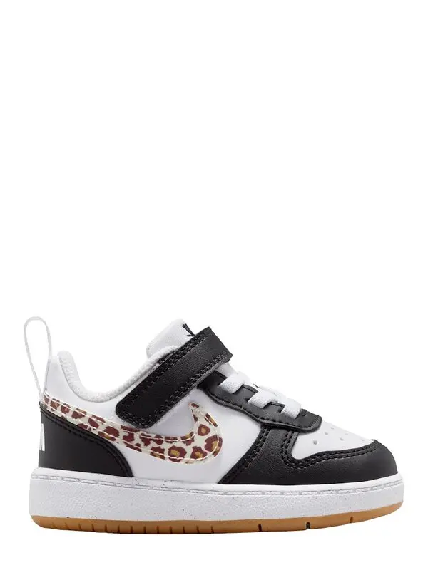 Nike Court Borough Low Leopard Swoosh Sneakers - Black/white/gum Medium Brown