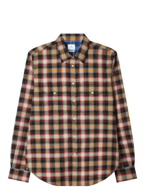 Paul Smith Casual-fit And Yellow Check Shirt - Black