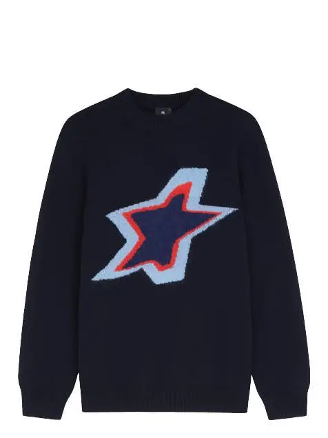 Paul Smith Regular-fit 'star' Crew Neck Jumper - Blue