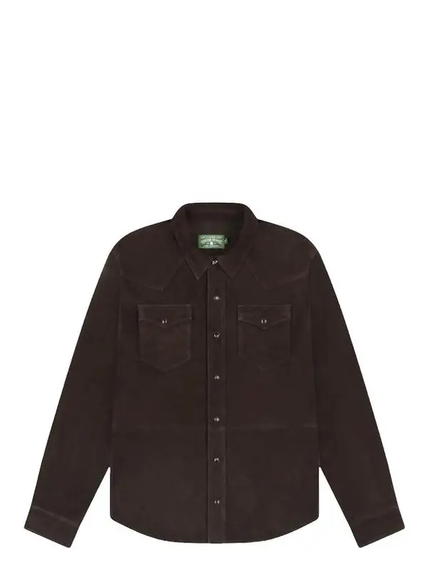 DENIM TEARS Suede Leather Western Shirt - Coffee