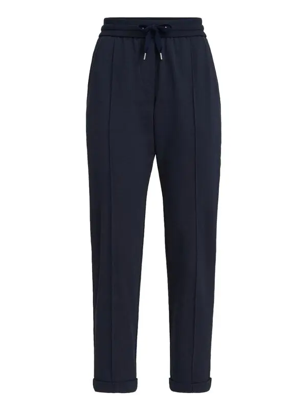 Brunello Cucinelli Cotton Drawstring Trousers - Blue
