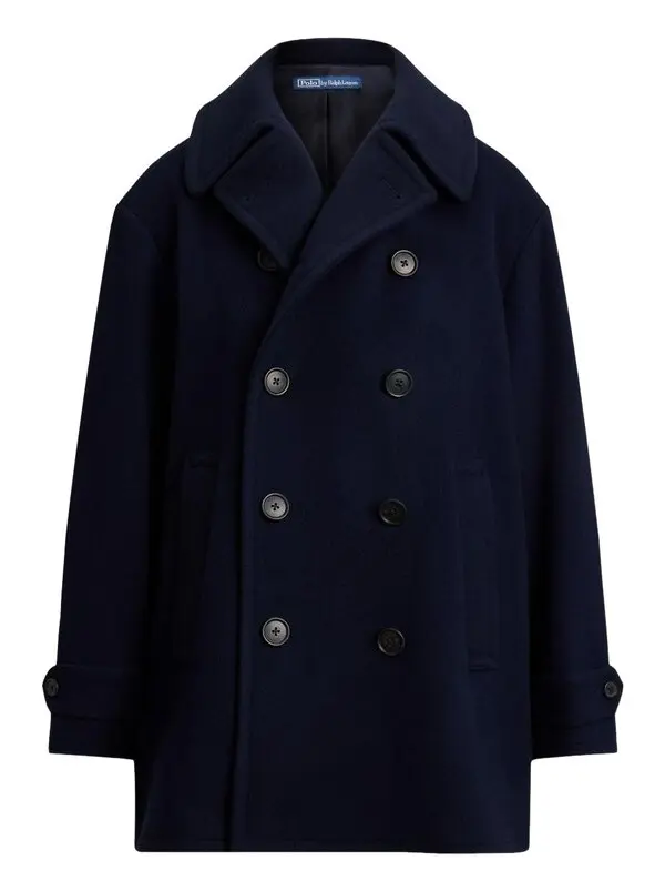 Polo Ralph Lauren Wool Coat With Logo - Blue