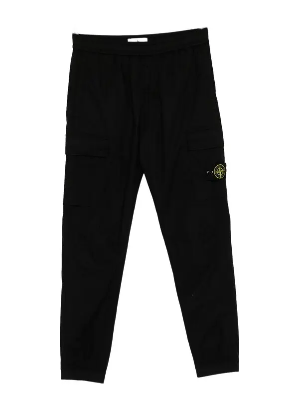 Stone Island Cotton Cargo Trousers - Black