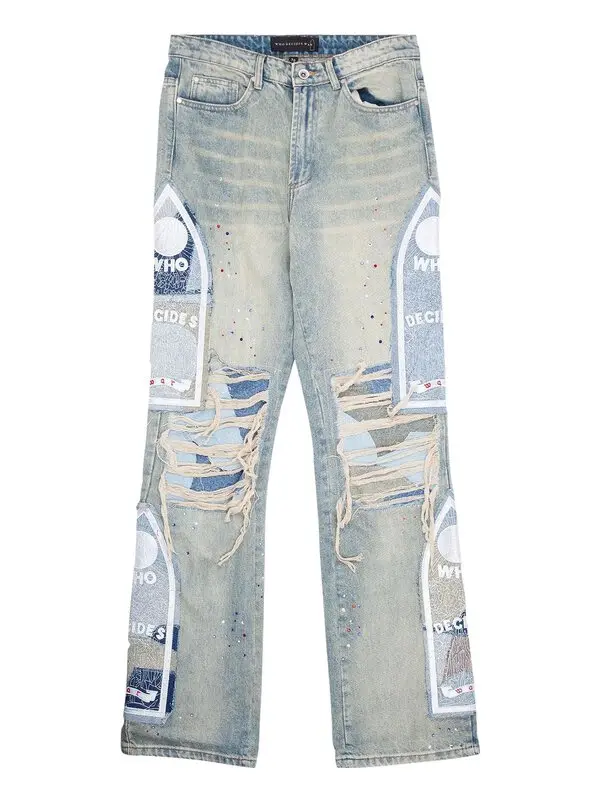 WHO DECIDES WAR BY EV BRAVADO Blown Denim - Blue
