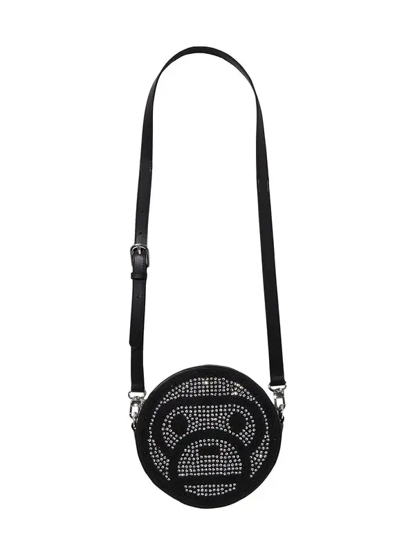 A BATHING APE Baby Milo Crystal Stone Shoulder Bag - Black