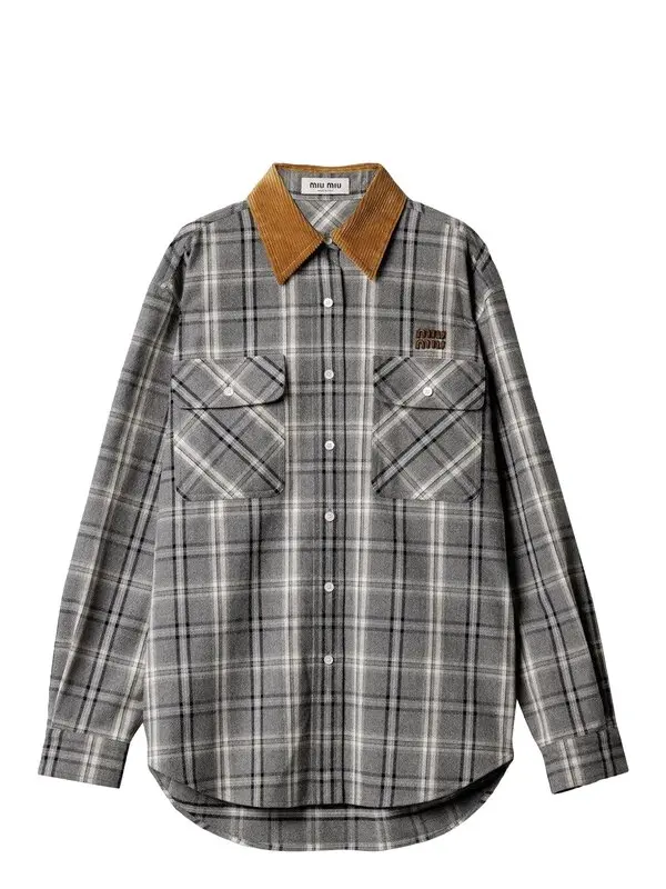 Miu Miu Check Flannel Shirt - Grey