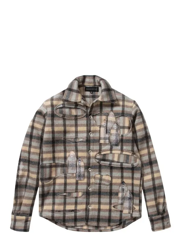 WHO DECIDES WAR BY EV BRAVADO Heavy Duty Flannel Shirt - Tan