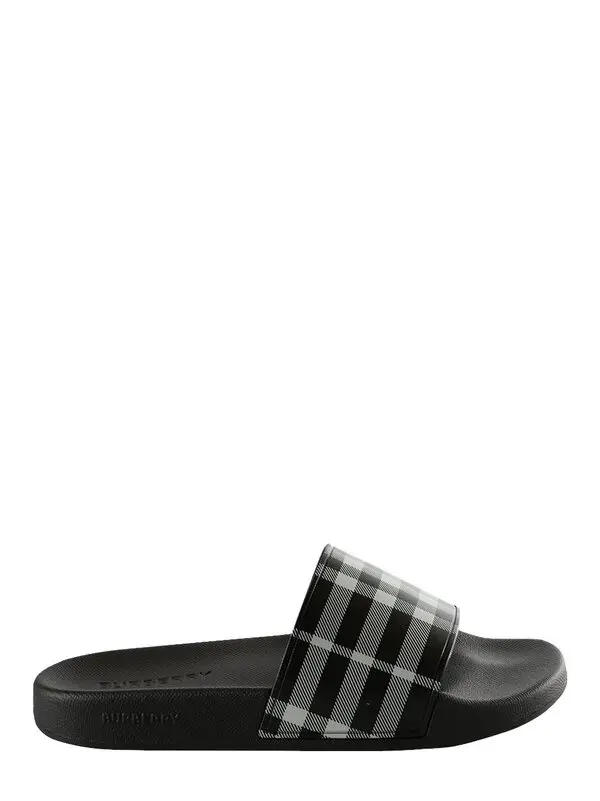 Burberry Check Slides - Black