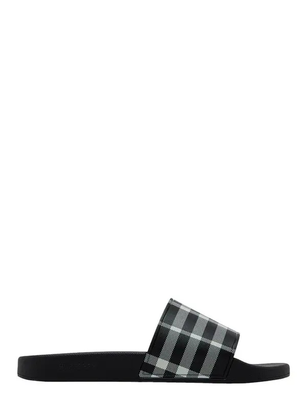 Burberry Check Slides - Black