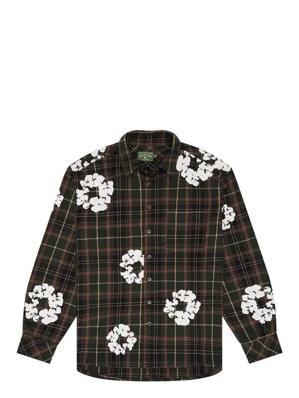 DENIM TEARS Cotton Wreath Flannel Shirt - Green