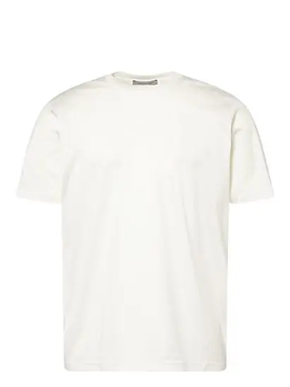 Corneliani Brand-embroidery Crewneck Cotton-jersey T-shirt - Optical White