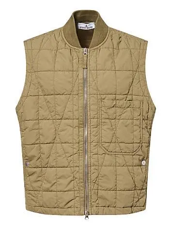 Stone Island Quilted Brand-patch Cotton Vest - Military Green