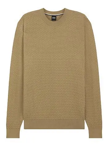 BOSS Regular-fit Textured Cotton-knit Jumper - Dark Beige