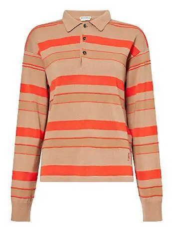 JW Anderson Striped Rugby-collar Knitted Polo Top - Biscuit