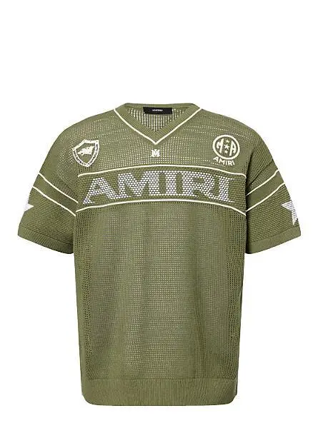 Amiri Sport V-neck Knitted T-shirt - Khaki