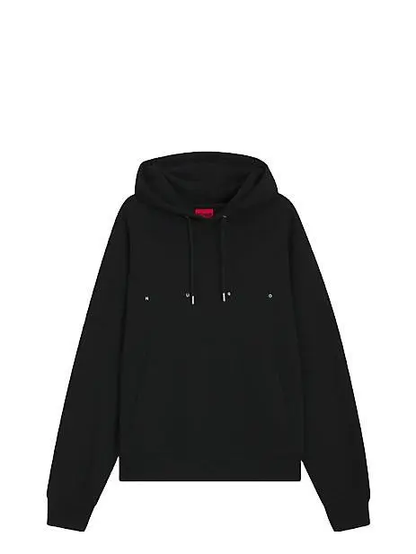 Hugo Brand-embroidered Cotton-jersey Hoody - Black