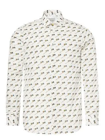 Paul Smith Flower Tailored-fit Cotton-poplin Shirt - White