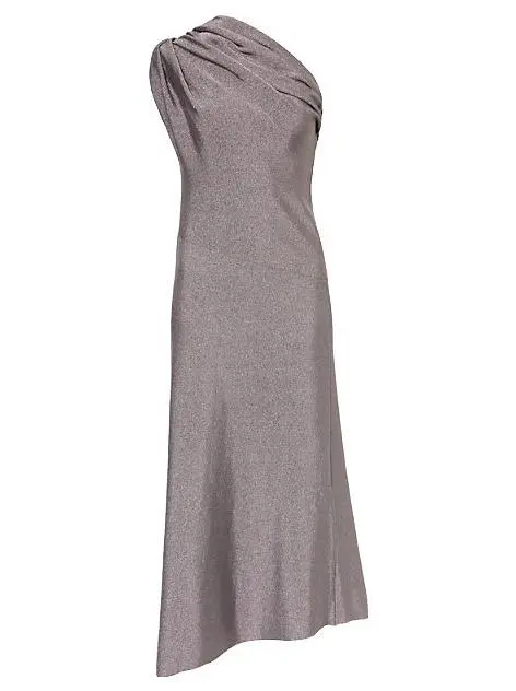 Khaite Metallic Woven Midi Dress - Gunmetal