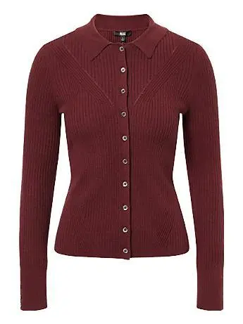 Paige Jayde Polo Knit Top - Oxblood