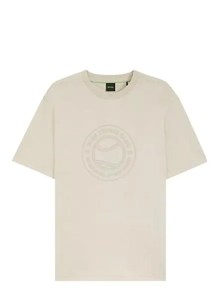 BOSS Branded Short-sleeved Cotton-jersey T-shirt - Light Beige