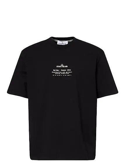 Stone Island Printed Short-sleeves Cotton-jersey T-shirt - Black