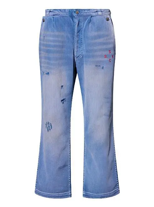 PALY HOLLYWOOD Holcity Herringbone Denim Trousers - Blue