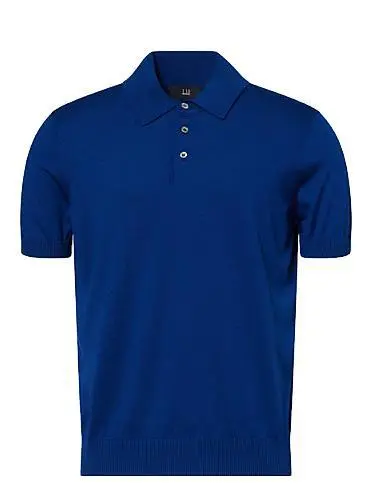 Dunhill Fine-knit Short-sleeves Cotton And Silk Polo Shirt - Royal Blue
