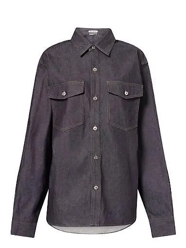 JW Anderson Patch-pocket Oversized Denim Shirt - Indigo
