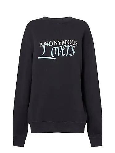 JW Anderson Lovers Logo-embroidered Sweatshirt - Washed Black
