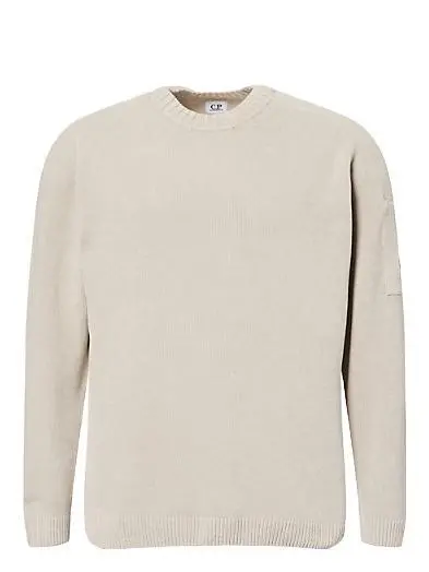 C.P. COMPANY Chenille Crewneck Cotton-knit Jumper - Dove