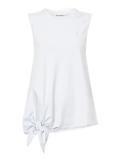 JW Anderson Pinstripe Cotton Tank Top With Knot Detail - White Light Blue