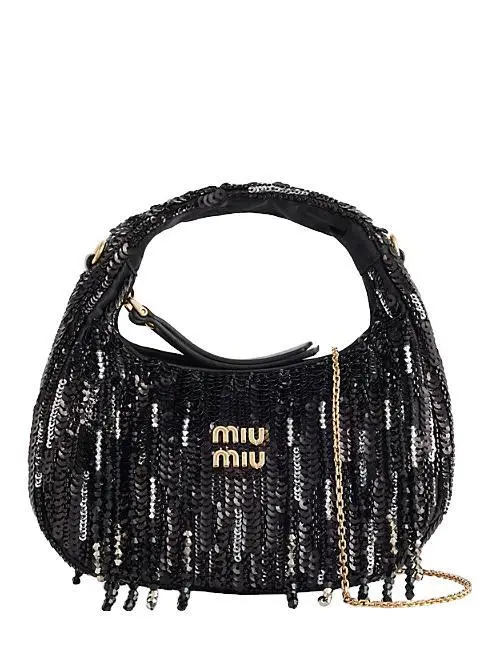 Miu Miu Wander Logo-plaque Sequin-embellished Handbag - Rosso