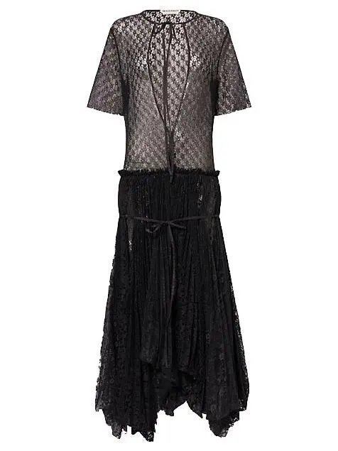 JW Anderson Multi-layer Woven-lace Maxi Dress - Black