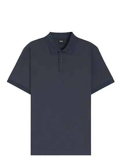 BOSS Short-sleeved Textured Cotton Polo Shirt Xxxl - Dark Blue