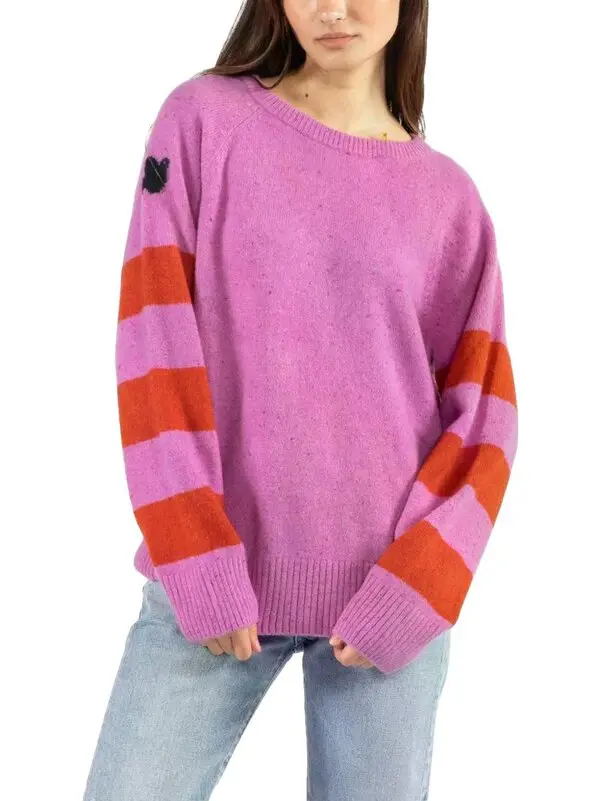 FREECITY Striped Crew-neck Sweater - Pink
