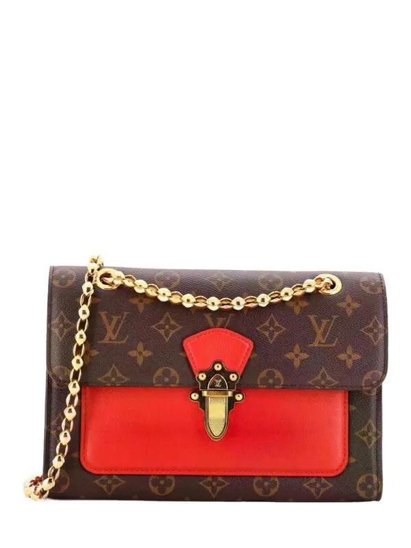 LOUIS VUITTON Victoire Handbag Monogram Canvas And Leather Shoulder Bag - Red