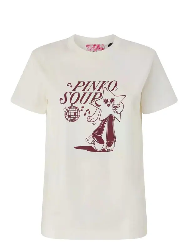 Pinko Graphic Print Cotton T-shirt - Neutrals