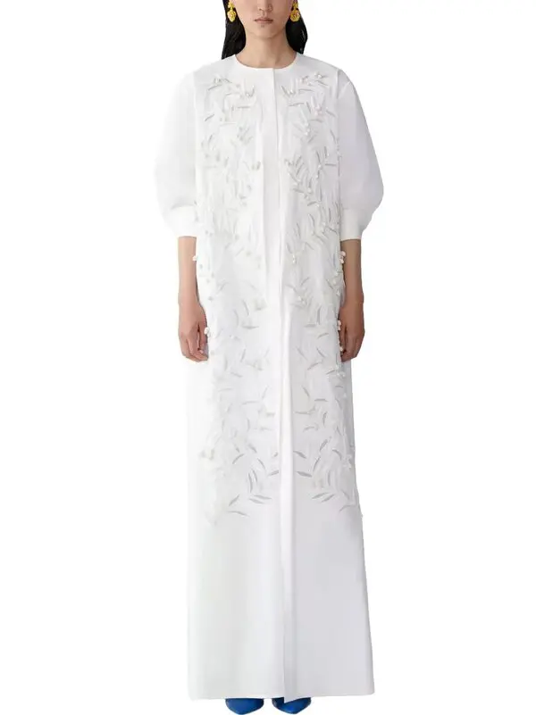 Carolina Herrera Embroidered Button-front Gown - White