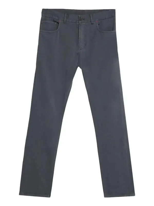Isaia Cashmere-cotton 5-pocket Slim Pants - Gray
