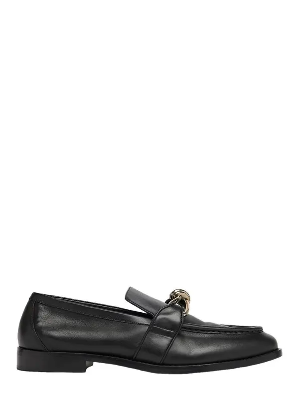 Bottega Veneta Astaire Metallic Knot Napa Loafers - Black/silver